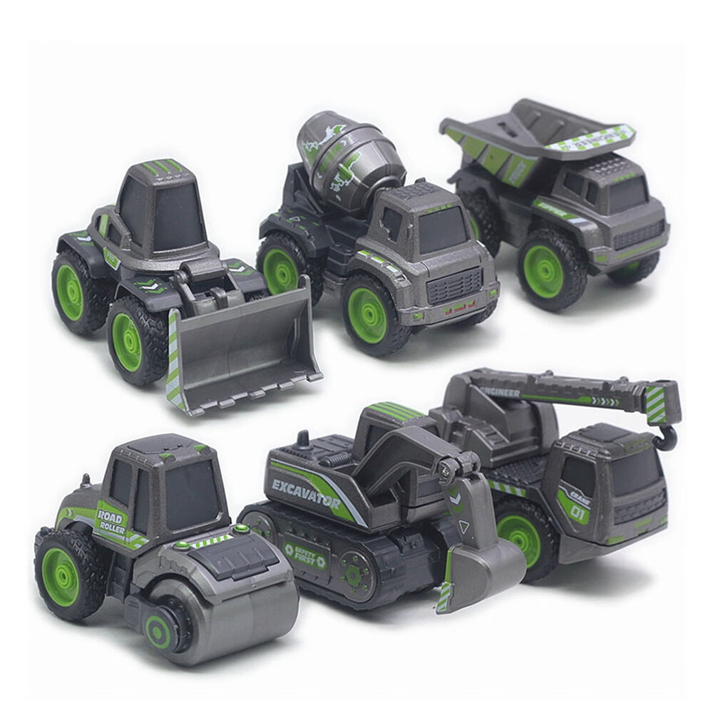 TITOUMI 1:60 Alloy Cartoon Engineering Vehicle Toy, 6-Piece Set ...