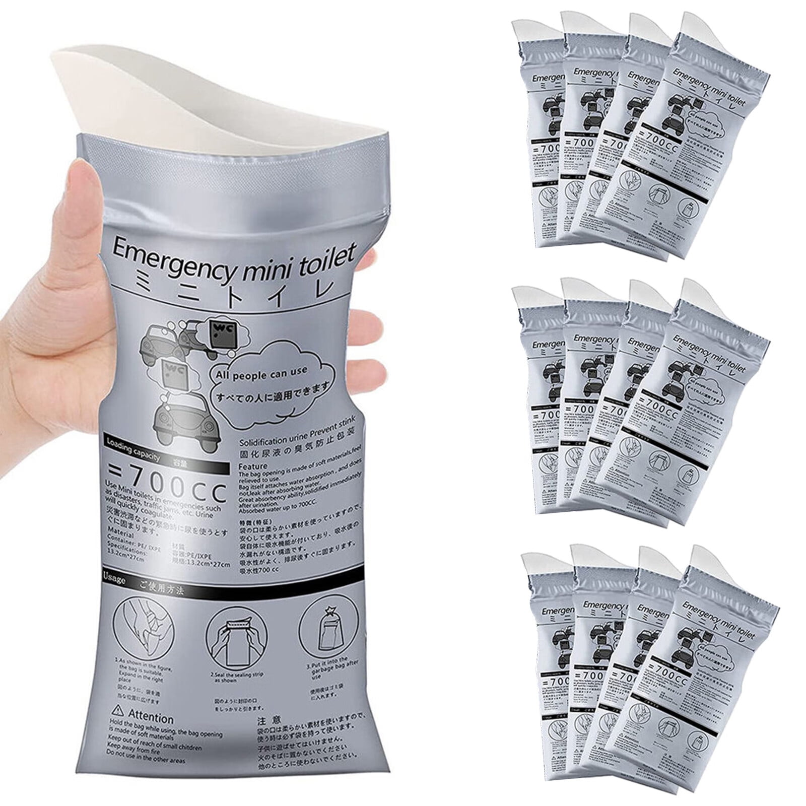 TITOUMI 12 Pack Disposable Emergency Urinal Bag, Portable Travel ...