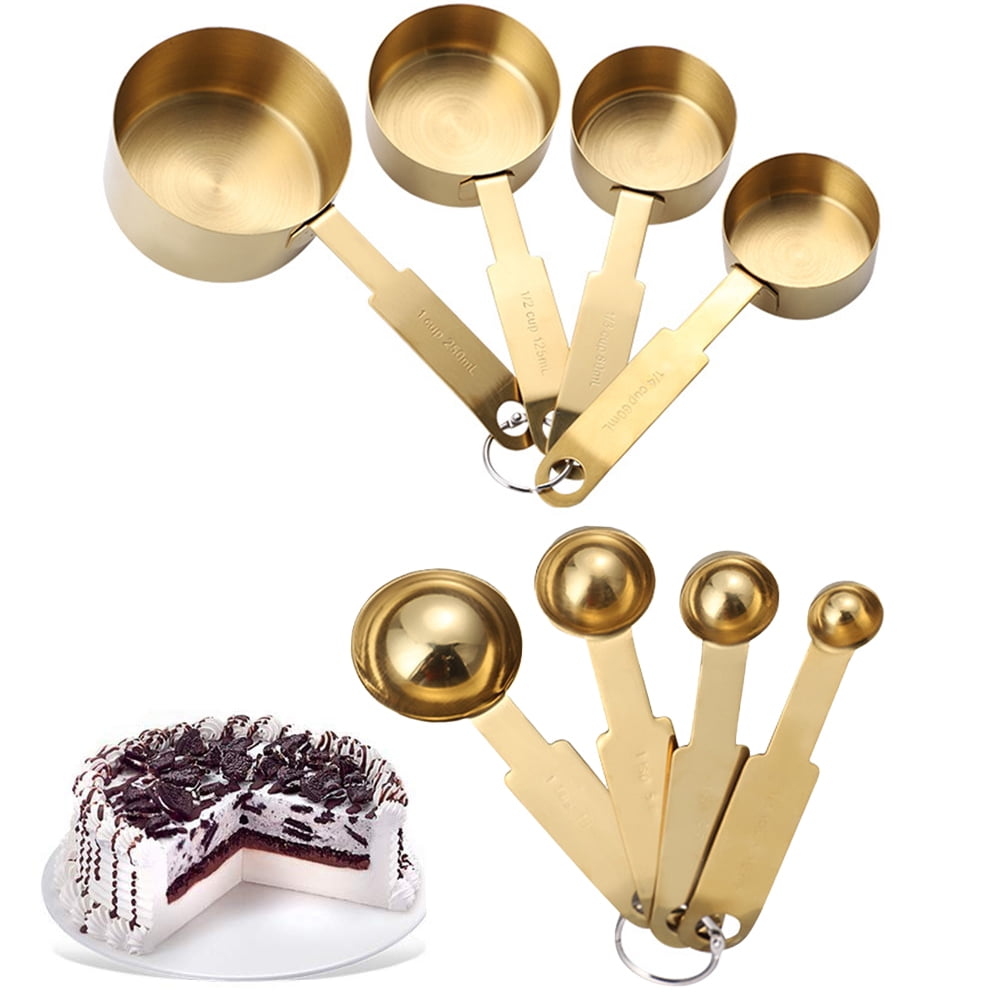 TITOUMI 8 Kit Stainless Steel Measuring Cups & Spoons, with scale, Gold ...