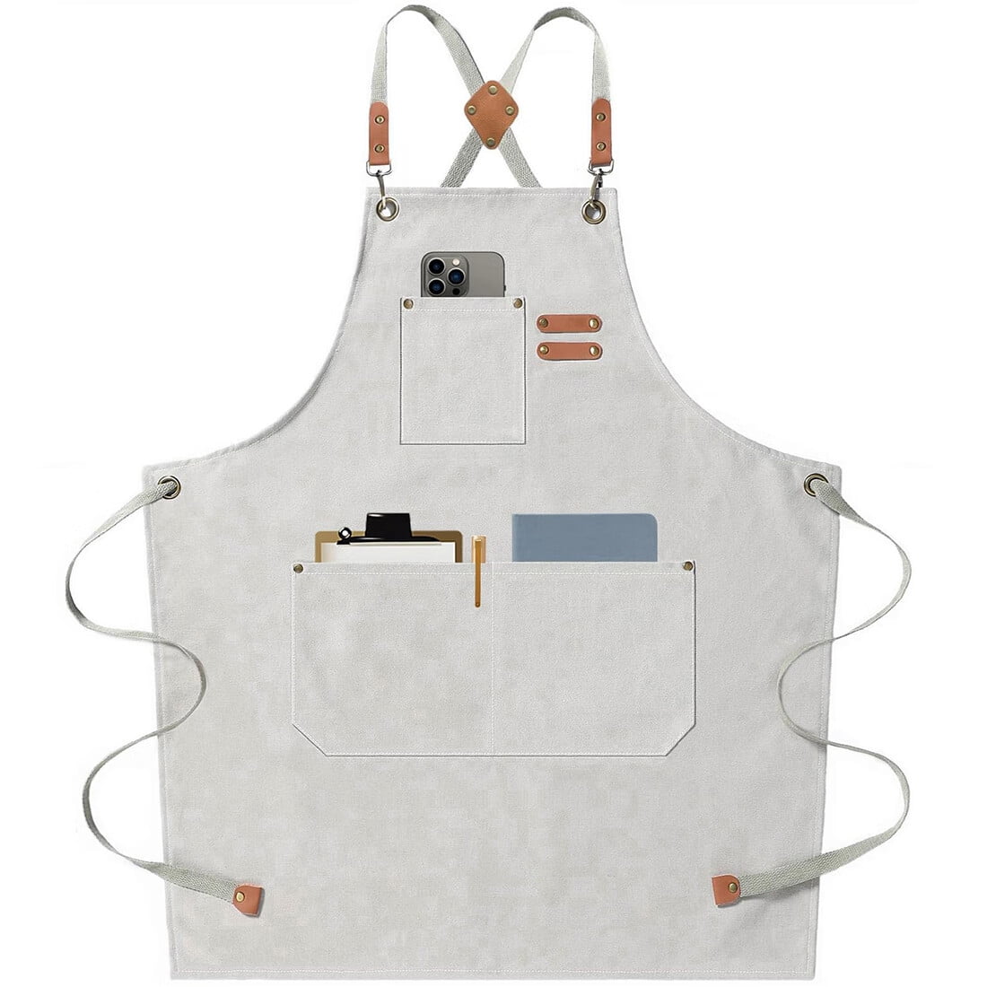 TITOUMI Chef Aprons for Men Women with Large Pockets, Cotton Canvas ...