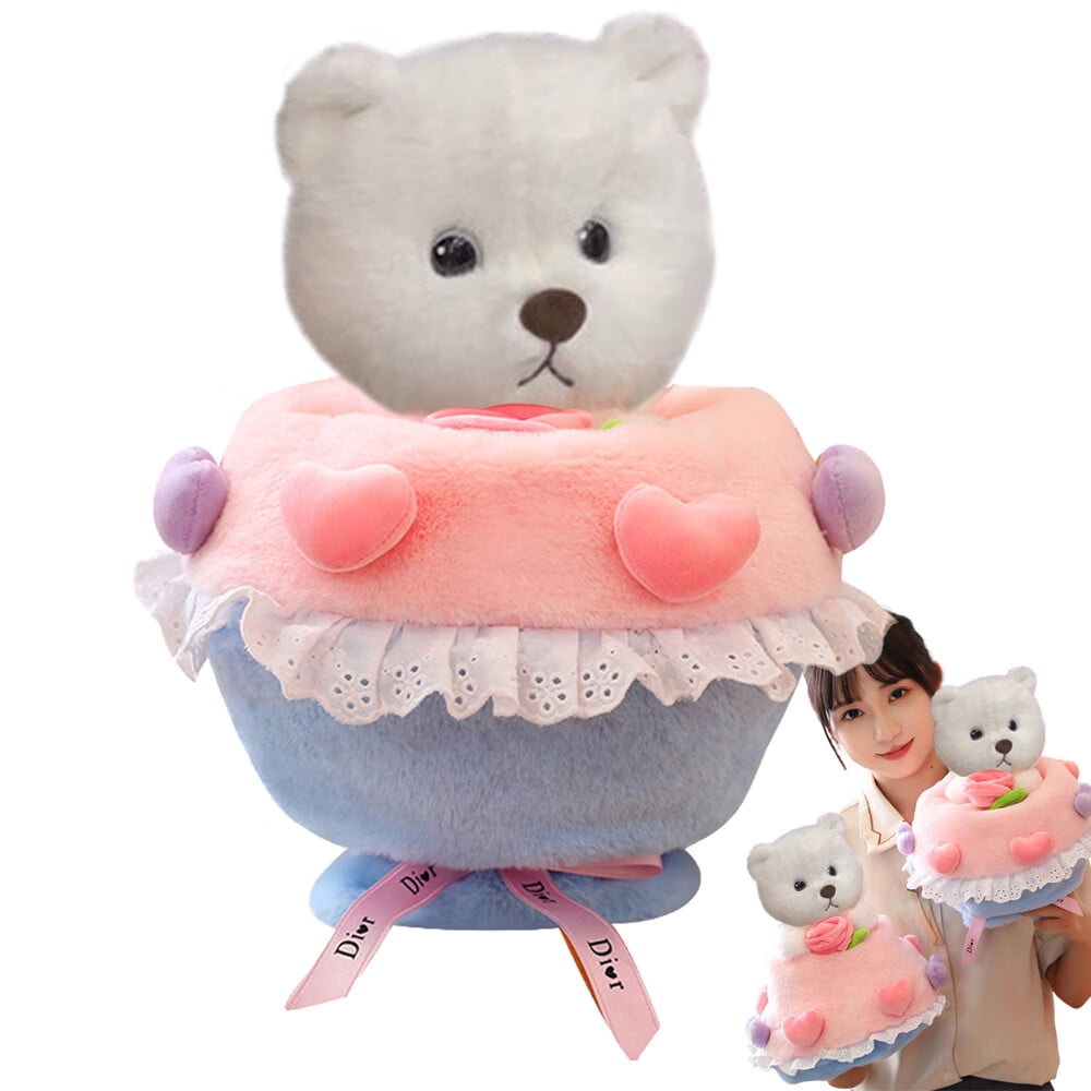 TITOUMI Cute Princess Bear in a Flower Bundle, Doll Plush Bunny Bouquet ...