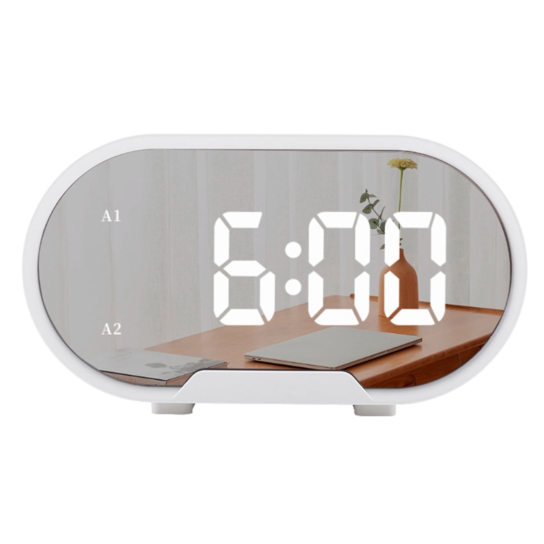 TITOUMI Digital Alarm Clock Mini LED Mirror Timepiece with Large ...