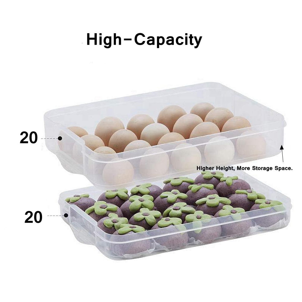 TITOUMI Egg Rack Organizer with Lid, Hold 40 Eggs Portable Transparent ...