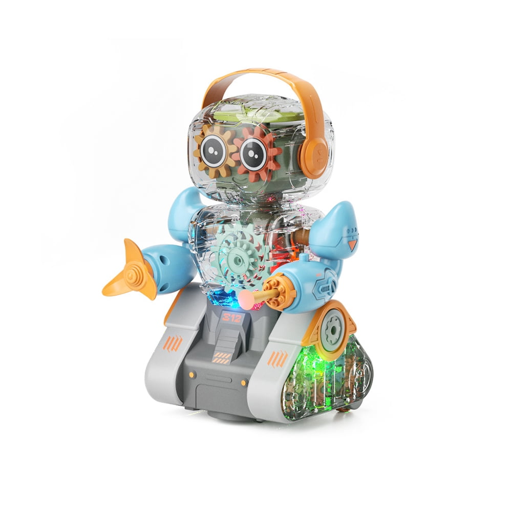 TITOUMI Electric Transparent Gear Robot Toy, with Lights and Music ...