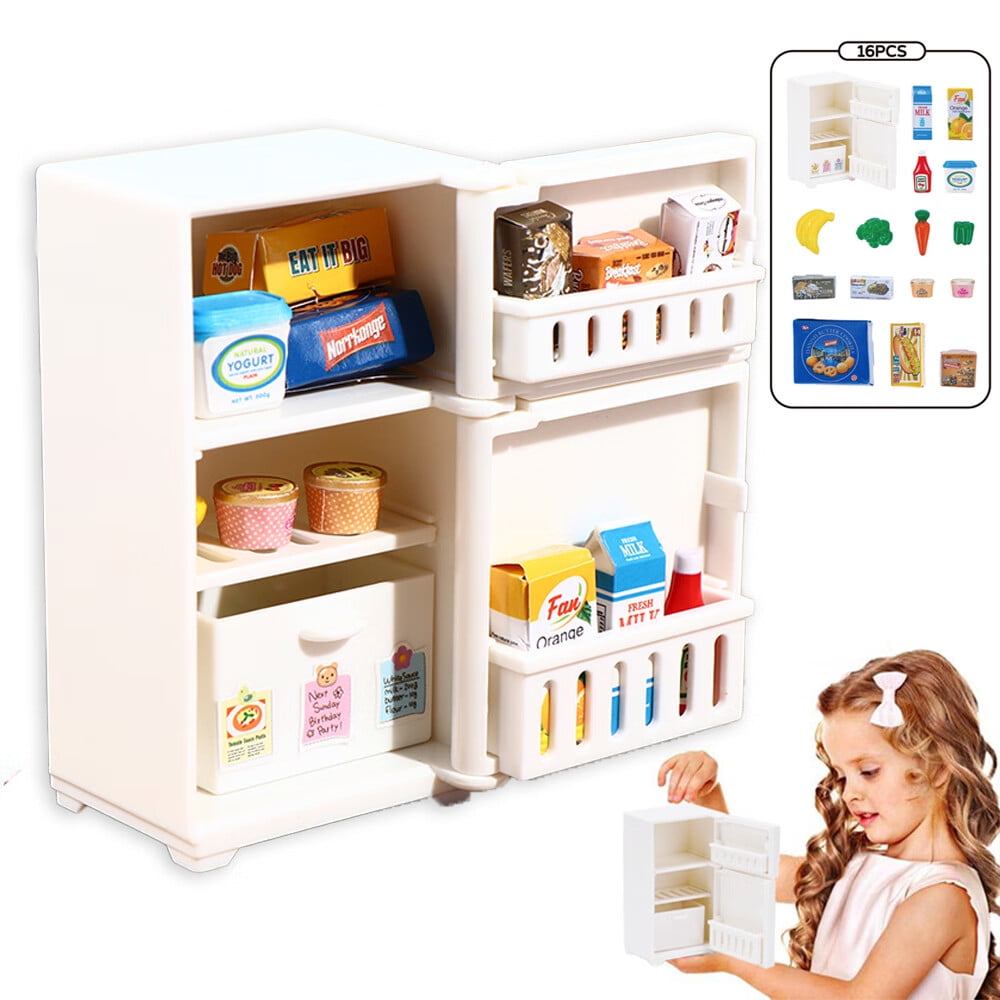 TITOUMI Kids Refrigerator Toy with Food Props, Miniature Dollhouse ...