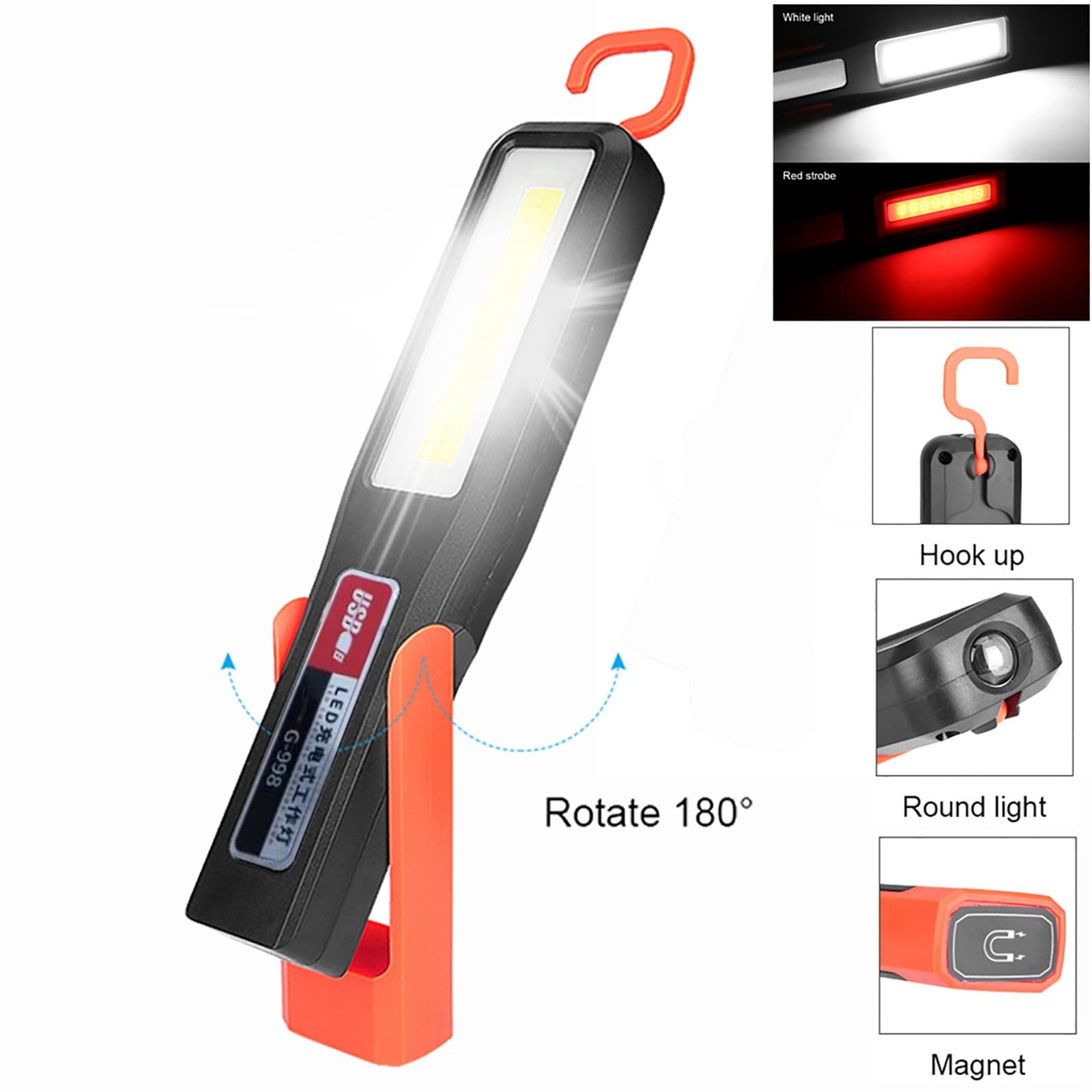 TITOUMI LED Work Light, Rechargeable COB Magnetic Base & Hook - Walmart.com