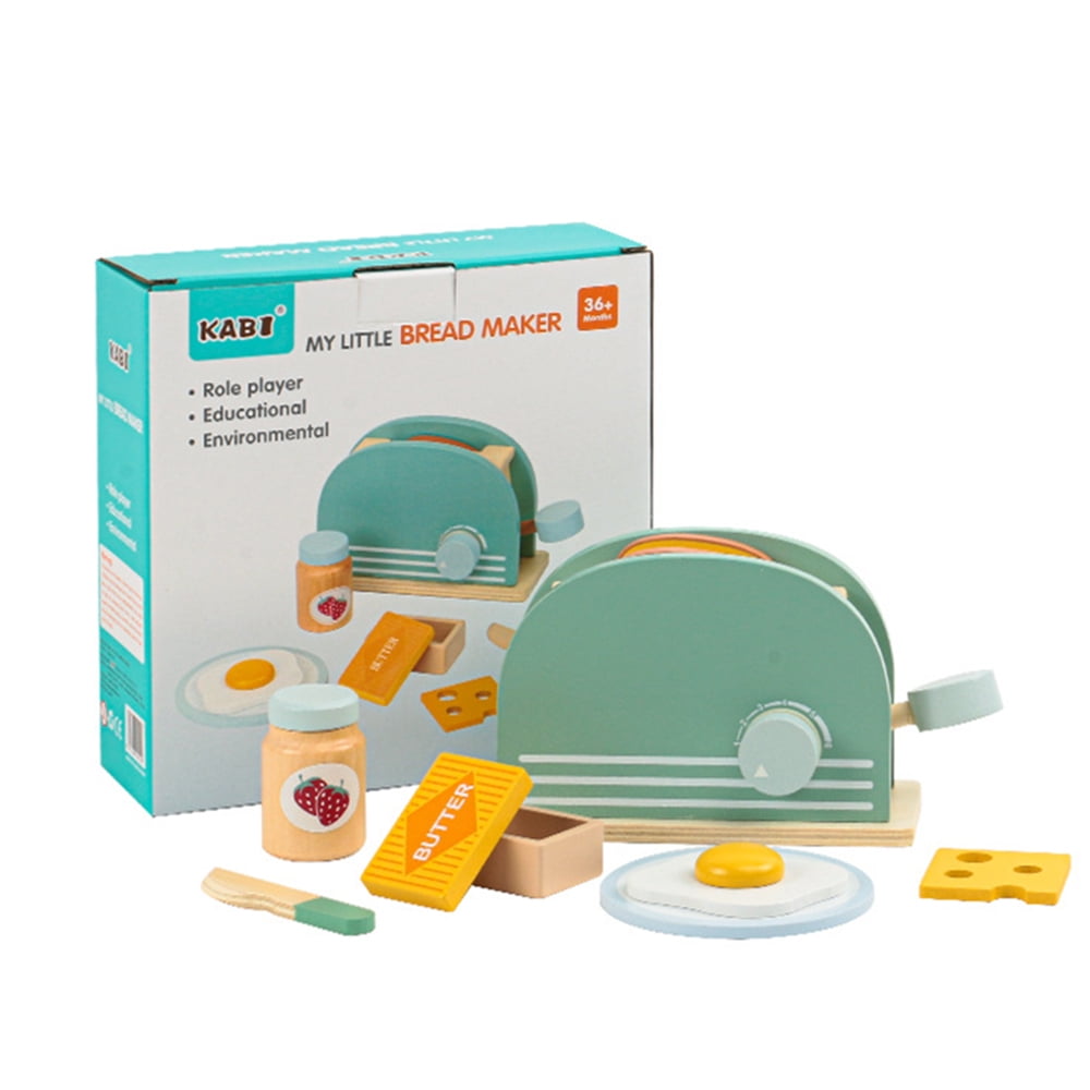 TITOUMI Pop up Toaster Play Kitchen Playset - Wooden Toy Food 11 ...