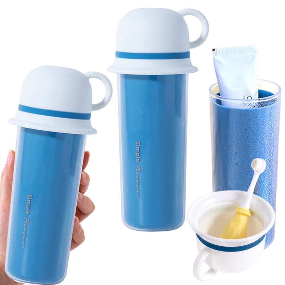 TITOUMI Portable 3-in-1 Toothbrush Cup, Blue, Gargle, Camping, Travel ...