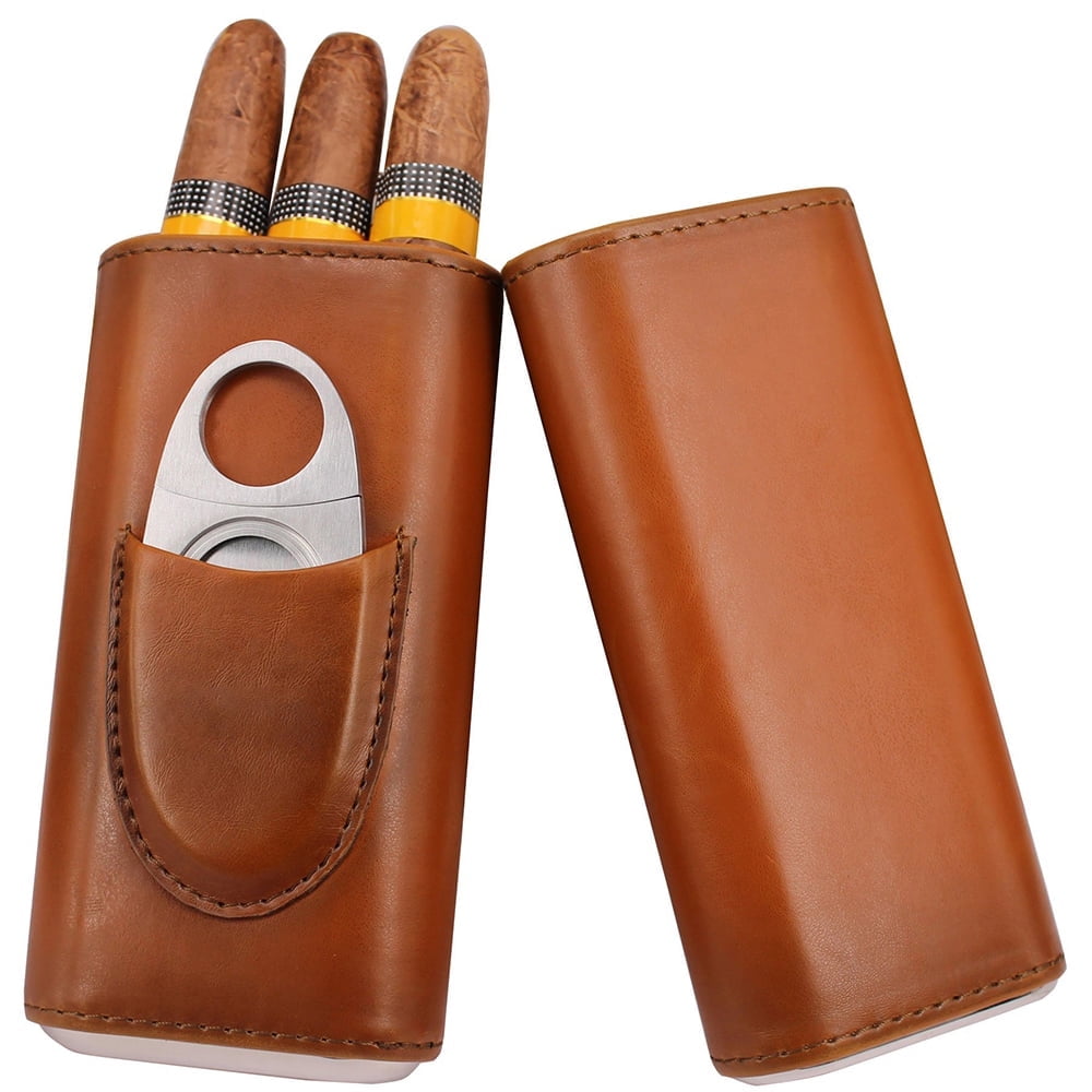 TITOUMI Small Travel Portable Leather Cigar Box, Humidor Case with ...