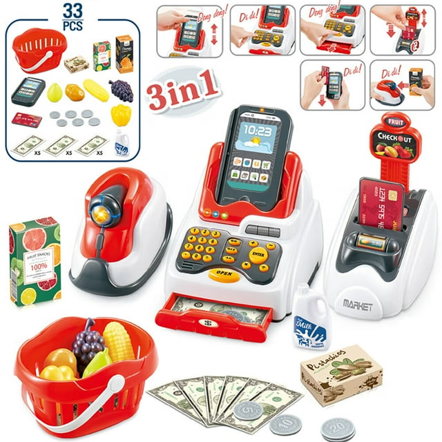 TITOUMI Simulation Supermarket With Basket Cash Register Combination ...