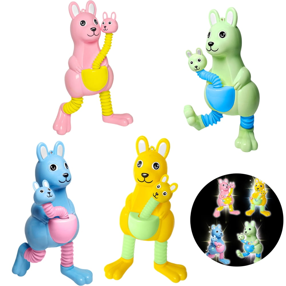 TITOUMI Stretchy Tube Kangaroo Toys, 4 Pcs Telescopic Luminous Pop Tube ...