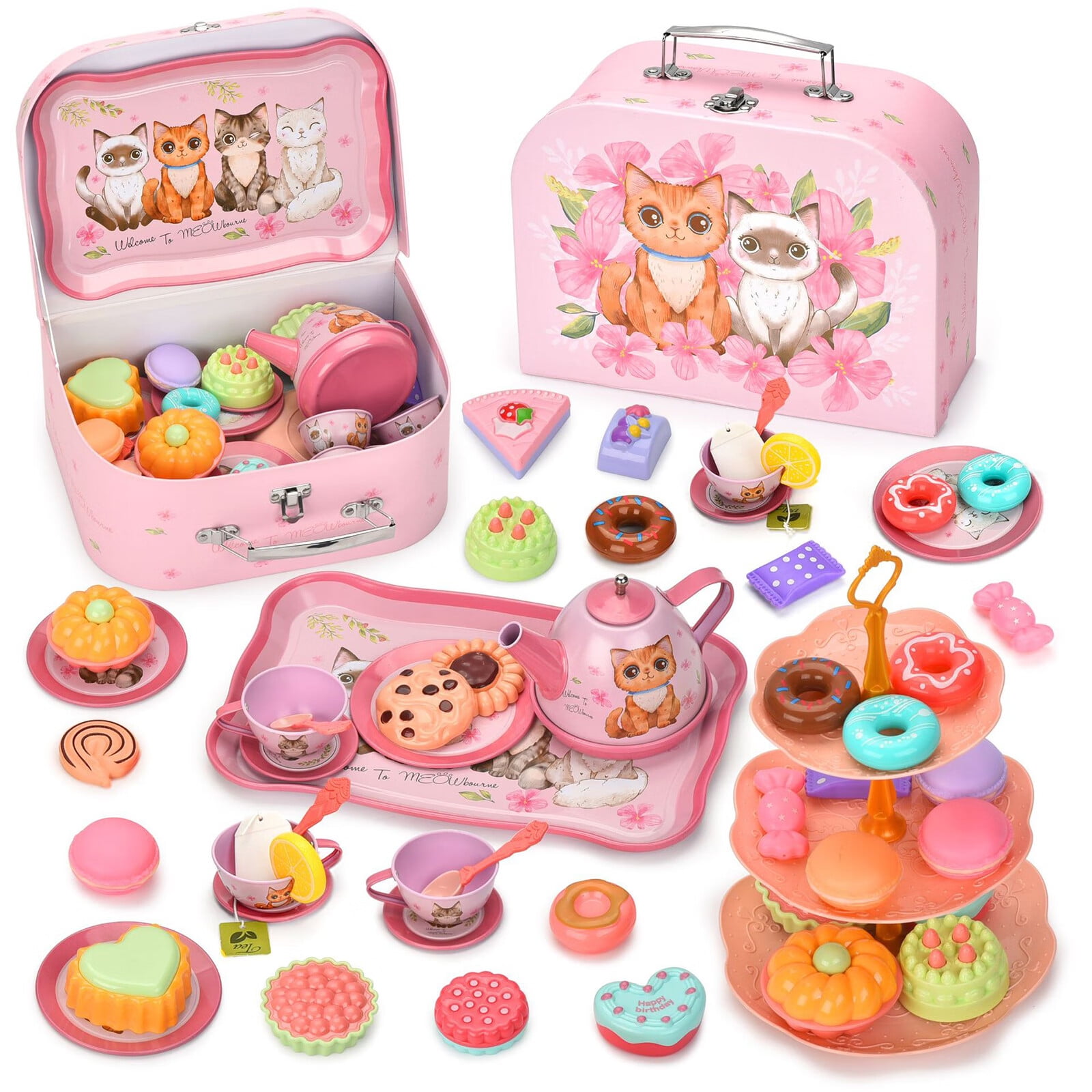 TITOUMI Toddler Toys Tea Set for Little Girls, Kids Tea Time Includes ...