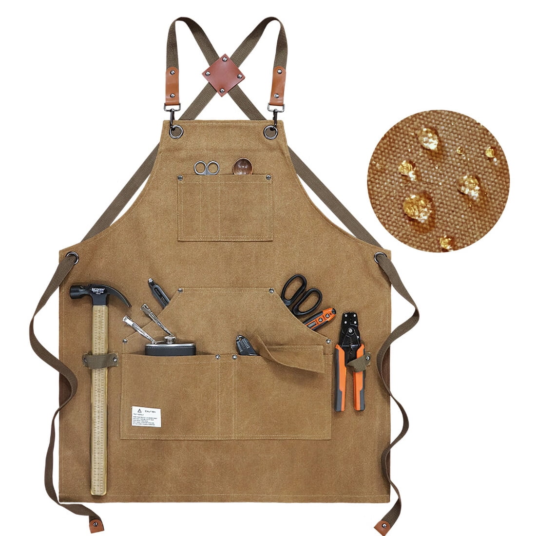 TITOUMI Woodworking Apron for Men Women, with Tool kets, Heavy Duty Waxed Canvas Apron, Khaki ...