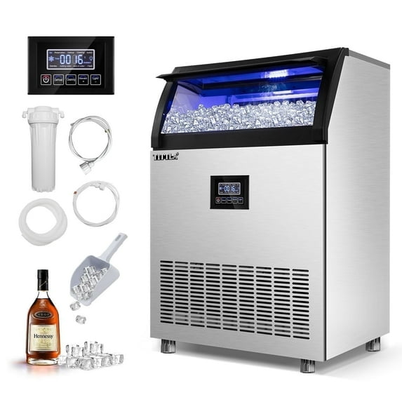 TITTLA Commercial Ice Maker, 265lbs/24H, 55lbs Storage, Built-In for ...