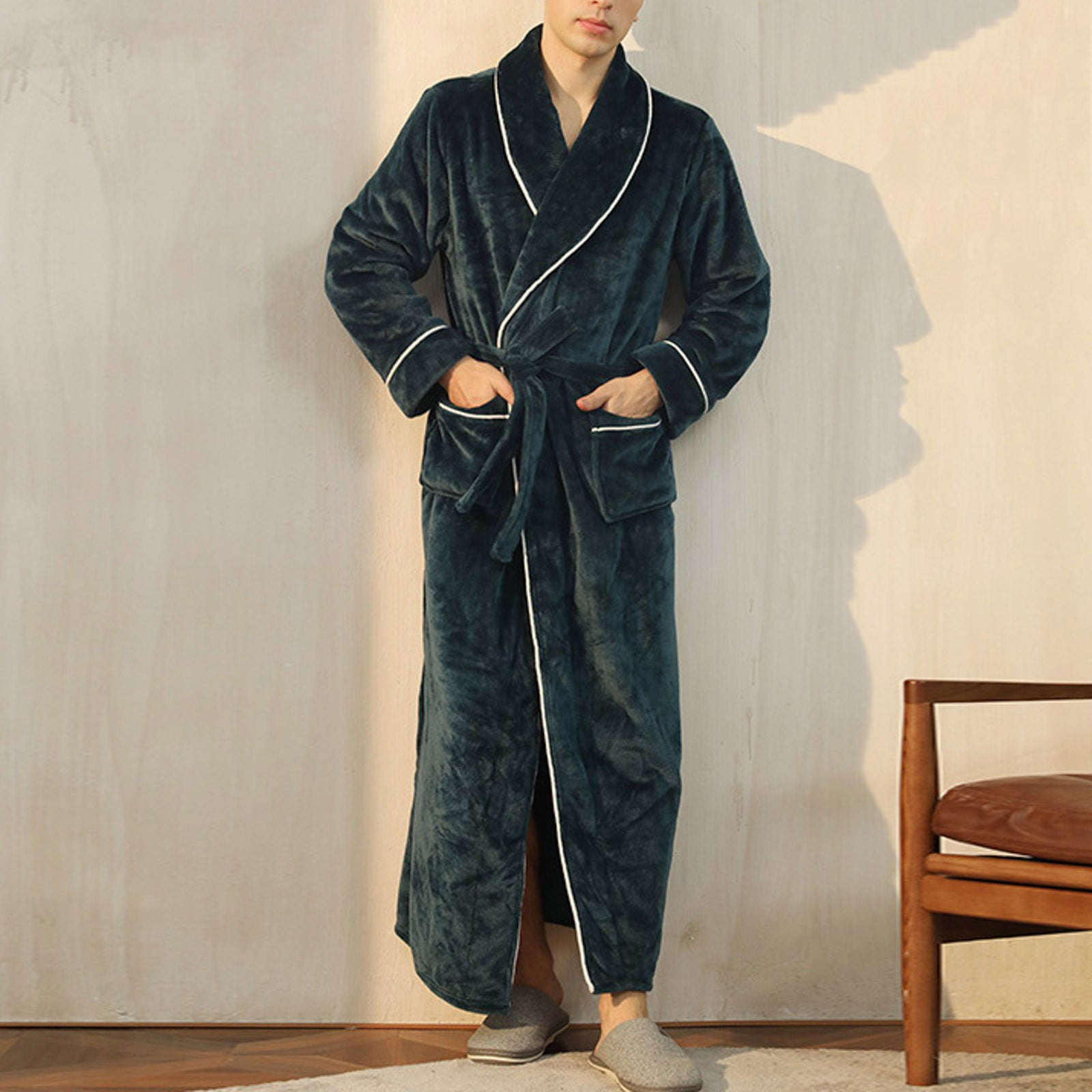 TIWEKE New Winter Long Style Couples' Bathrobe Large Size Bathrobe Long ...