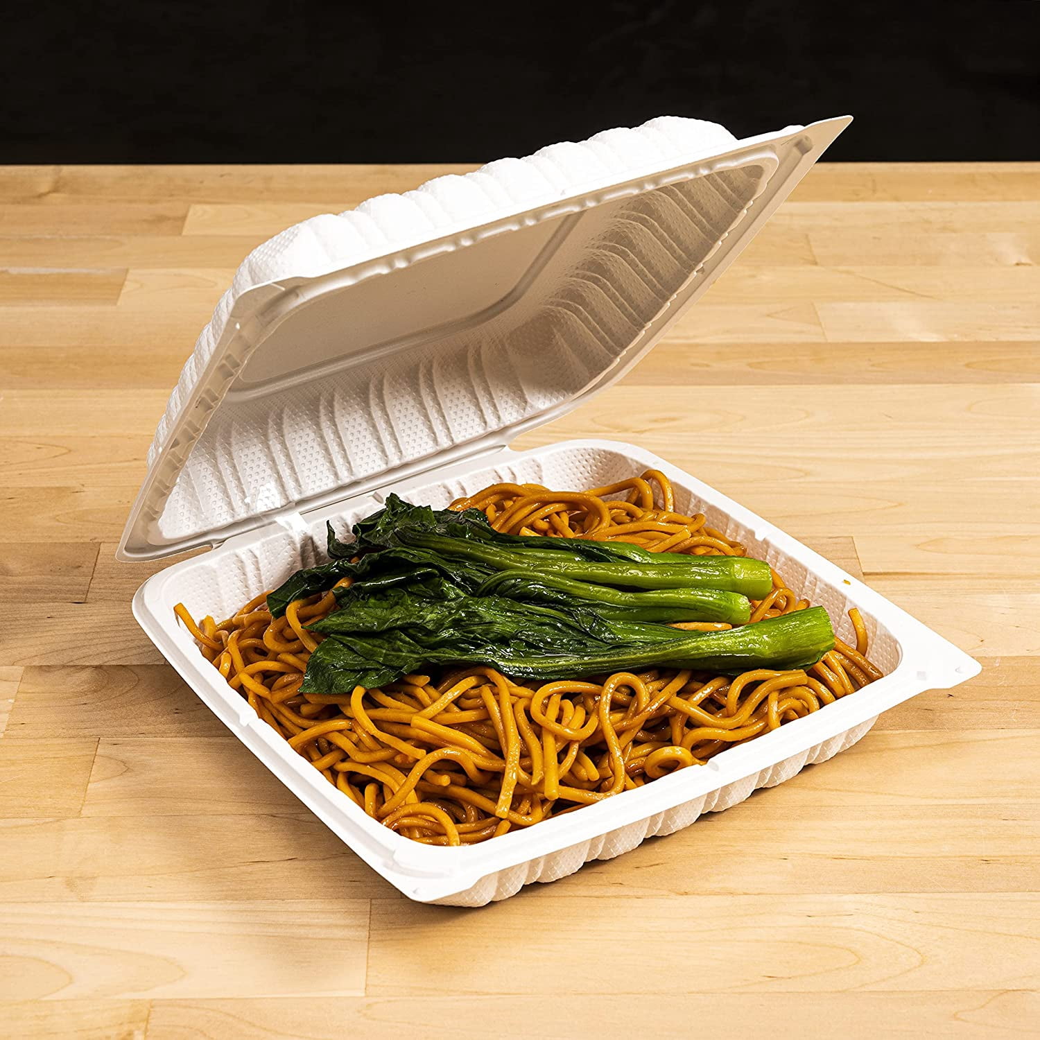TIYA Clamshell Food Containers - White Bulk 150 Pack, 9x9 in - BPA-Free ...