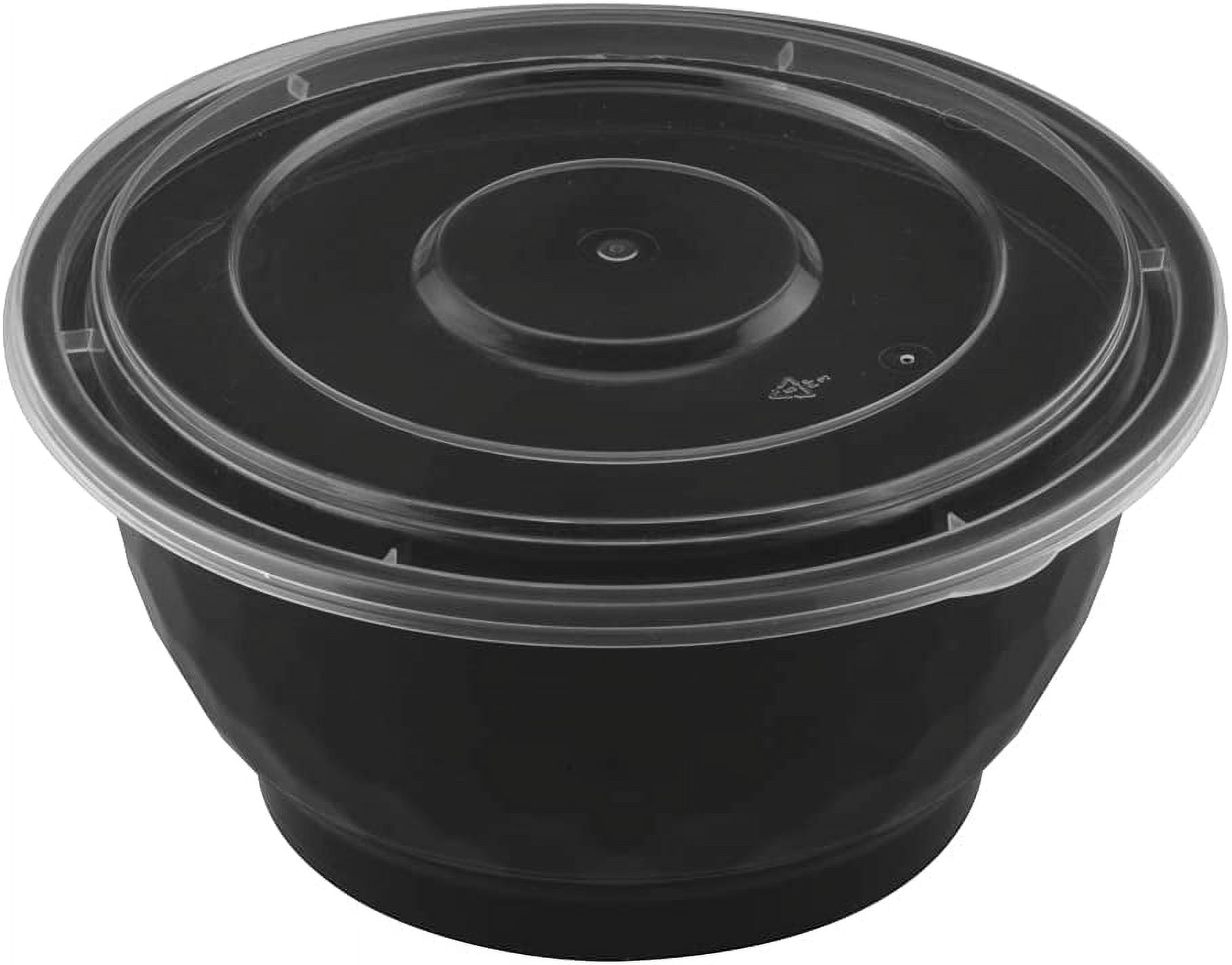 TIYA Food Takeout Bowls - Black Plastic To-Go Containers - Reusable ...
