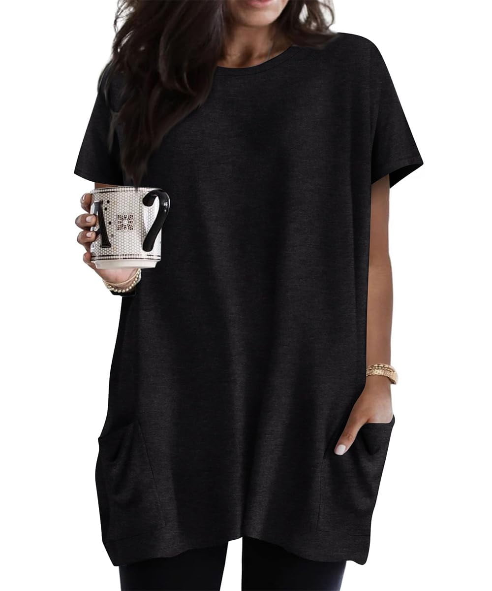 TIYOMI Ladies Plus Size 4X Black Shirts Summer Short Sleeve Tops ...