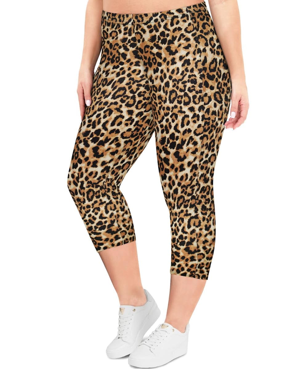TIYOMI Ladies Plus Size Capri 4X Leopard Casual Stretchy High Waist ...