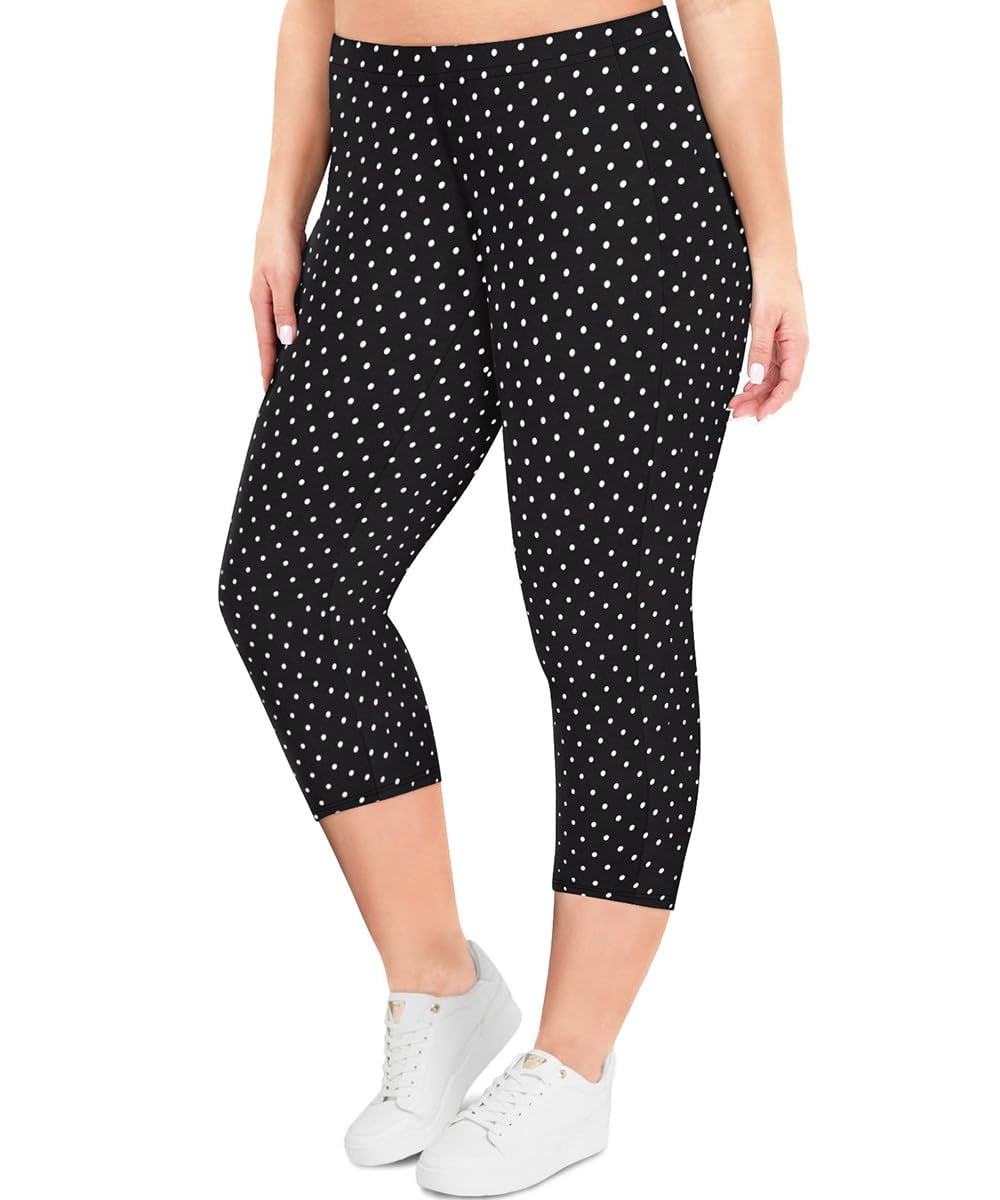 TIYOMI Ladies Plus Size Capri 4X Polka Dots Casual Stretchy High Waist ...