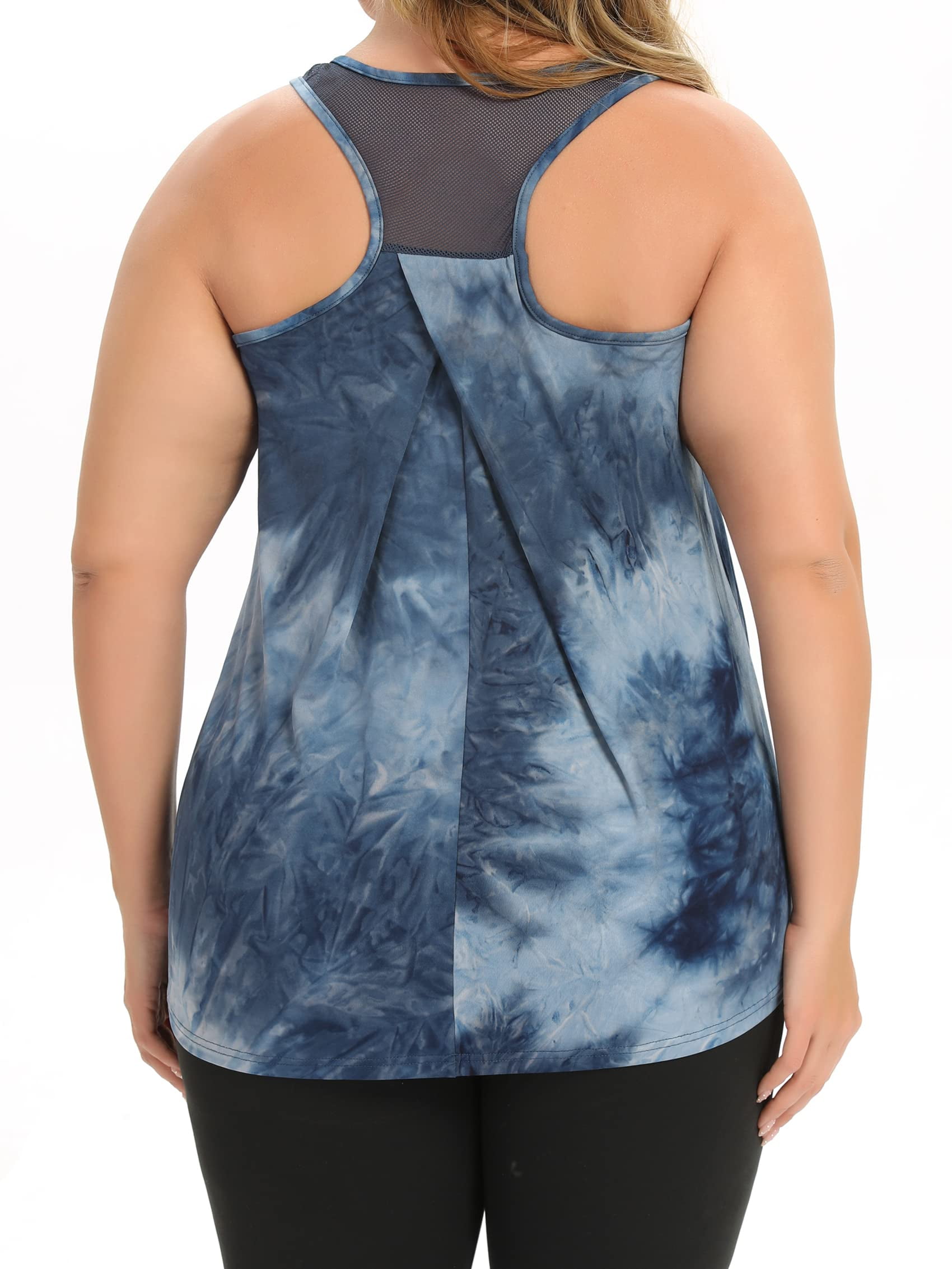 TIYOMI Plus Size 5X Athletic Tank Tops For Women Tie Dye Blue Sport Tops Racerback Yoga Shirts ...