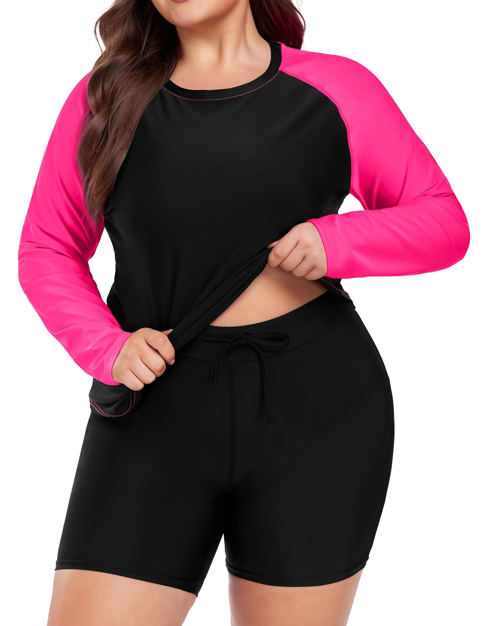 Tiyomi Plus Size 5x Long Sleeve Swimsuits For Women Rash Guard 2 Piece