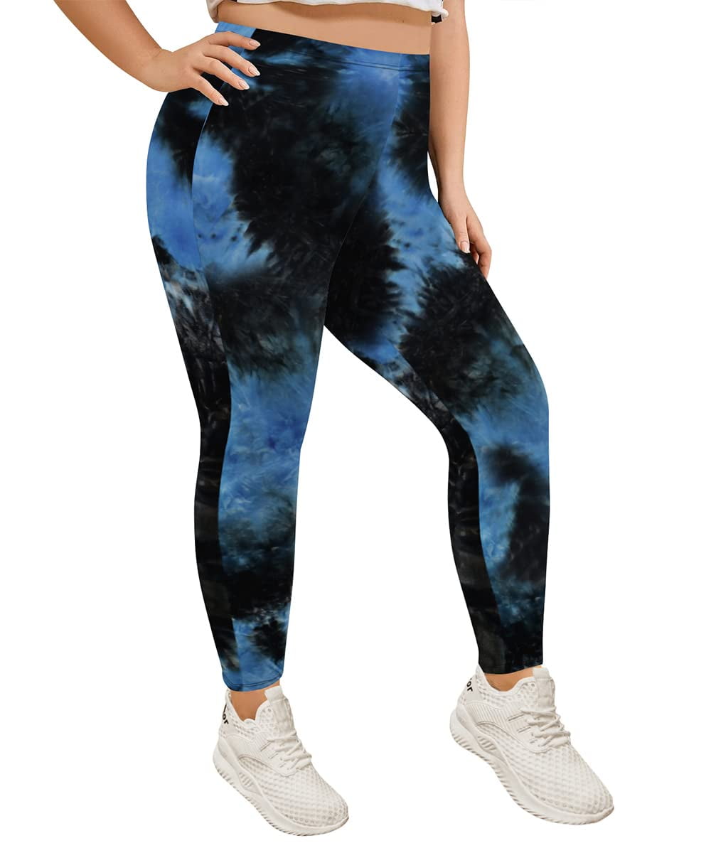 TIYOMI Plus Size Leggings For Women 5X Blue Tie Dye High Waist Pants ...