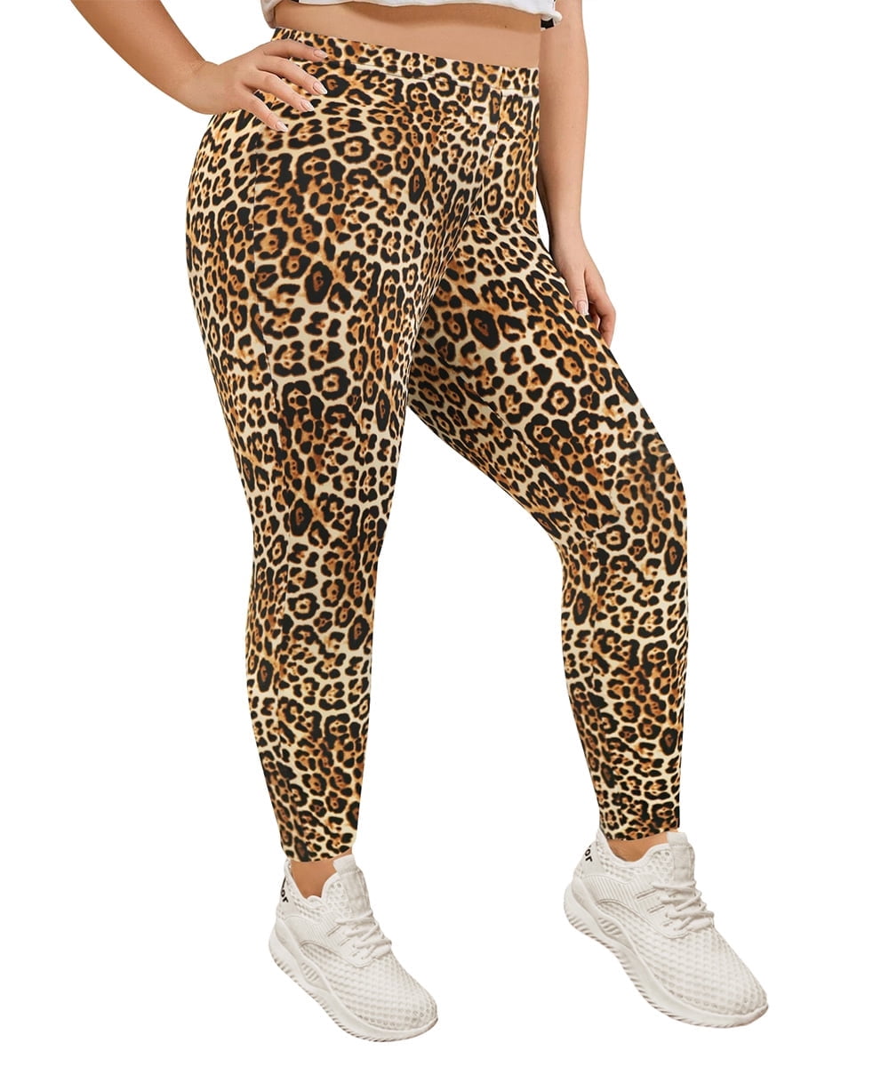TIYOMI Plus Size Leggings For Women Leopard Pants Stretchy Butt Fit ...