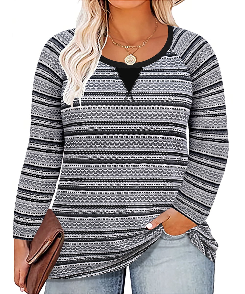 TIYOMI Plus Size Long Sleeve Tops For Women 3X Christmas Xmas Shirts ...