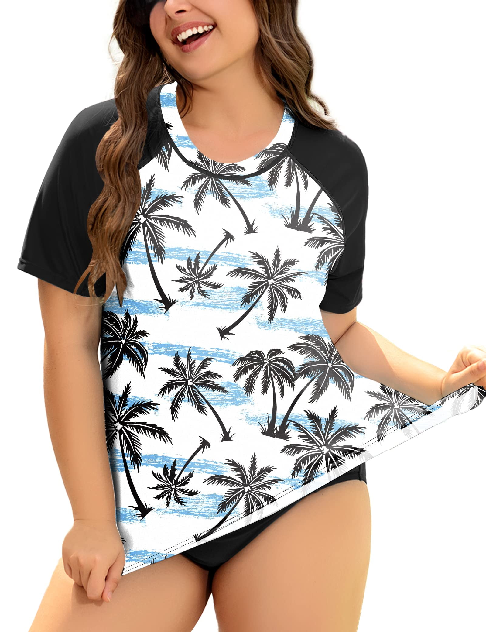 Tiyomi Plus Size Rash Guard Tops For Women Surfing Swim Shirts Coconut