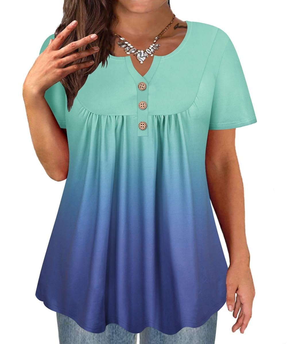 TIYOMI Plus Size Shirts for Curvy Women 5X Blue Gradient Pullover ...