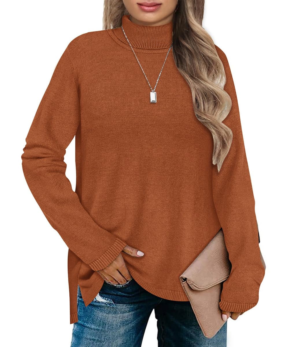 TIYOMI Plus Size Sweater Tops For Women Orange Knit Long Sleeve ...