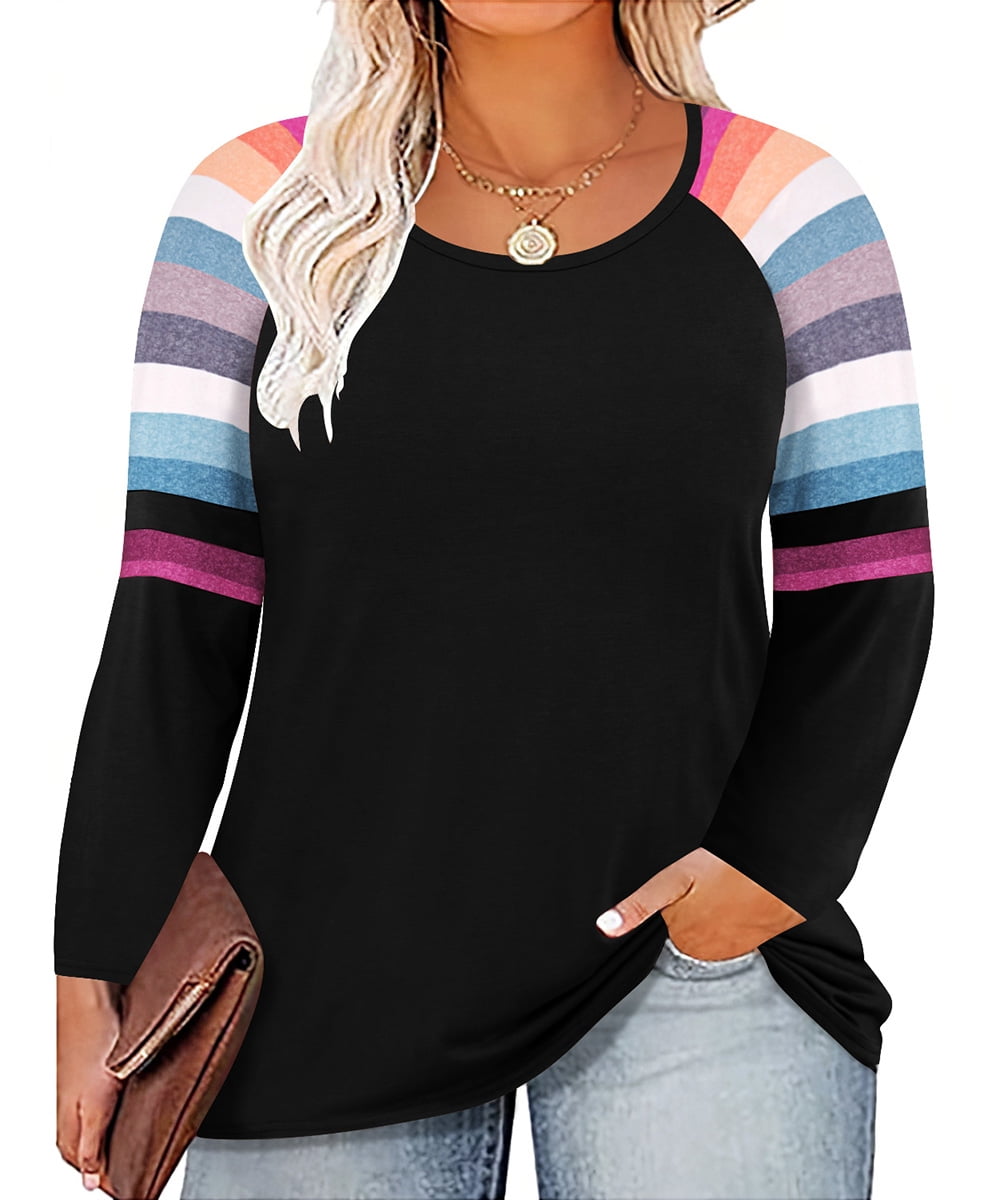 TIYOMI Plus Size Tunics For Women 2X Black V Neck Autumn Fall Winter T ...