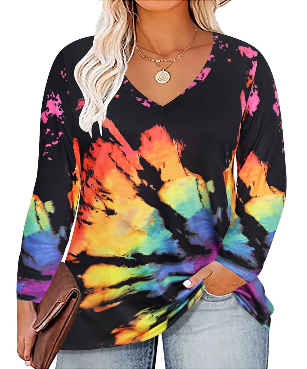 TIYOMI Plus Size Tunics For Women 2X Sun Tie Dye T-Shirt Casual Long ...