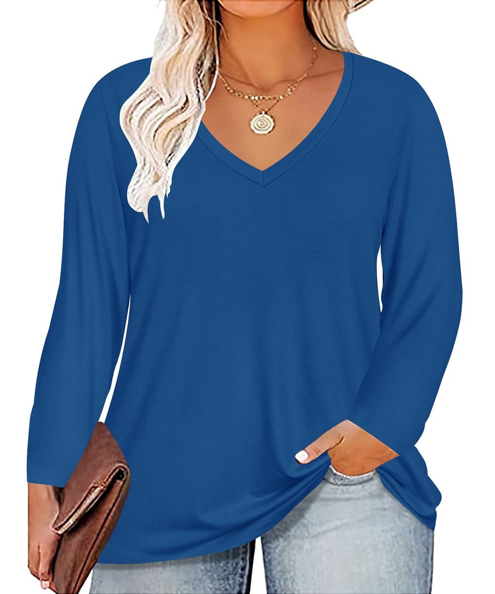 TIYOMI Plus Size Tunics For Women 2X Teal Blue T Shirt Casual Long ...