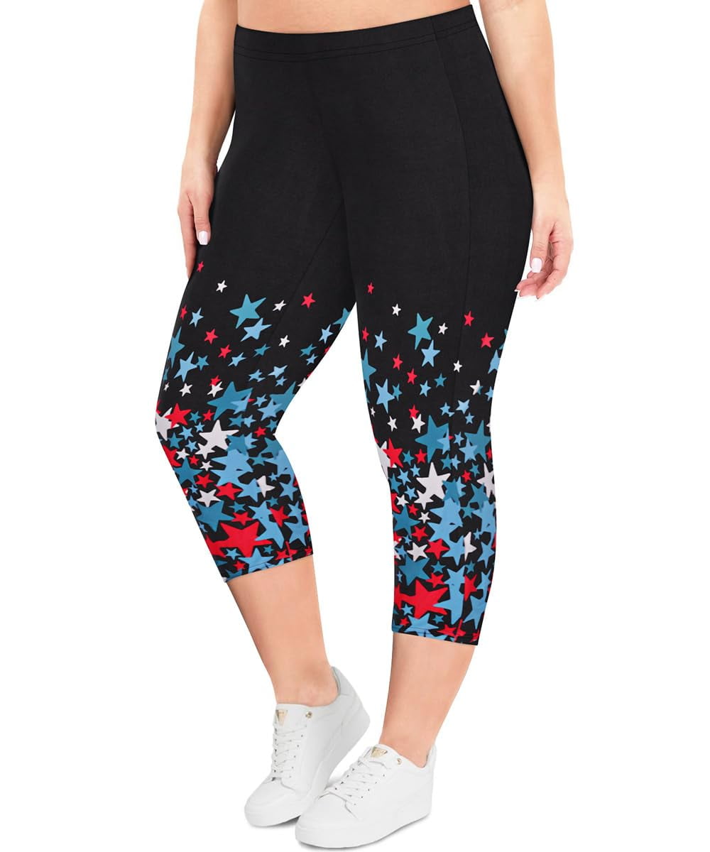 TIYOMI Plus Size Women's American Star Leggings 2X Knee-Length Capri ...