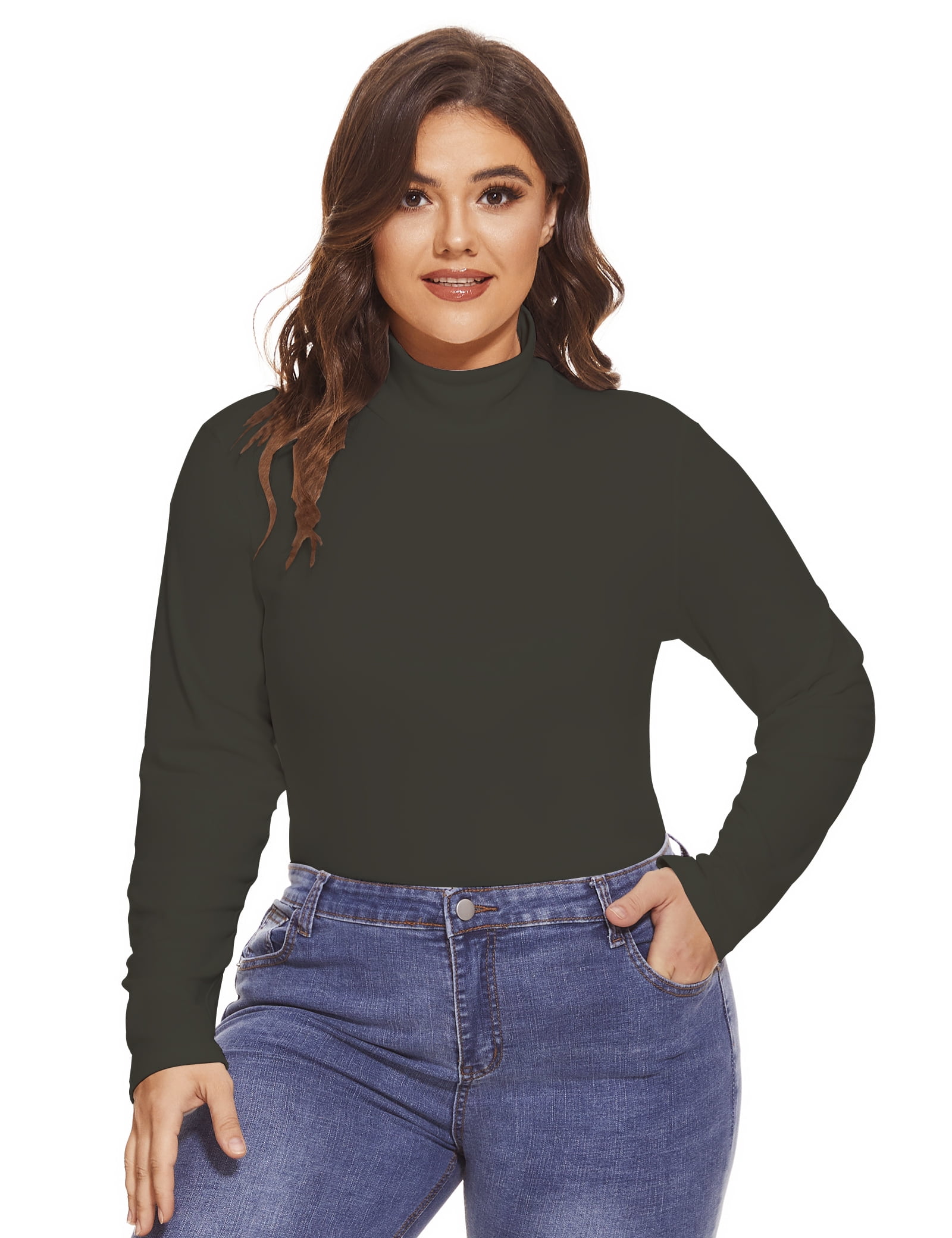 TIYOMI Plus Size Women's Thermal Underwear Dark Grey Mock Neck Thermal ...