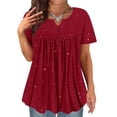 TIYOMI Plus Size Womens Tops 4X Sequin Tops Henley Blouses Wine Red ...