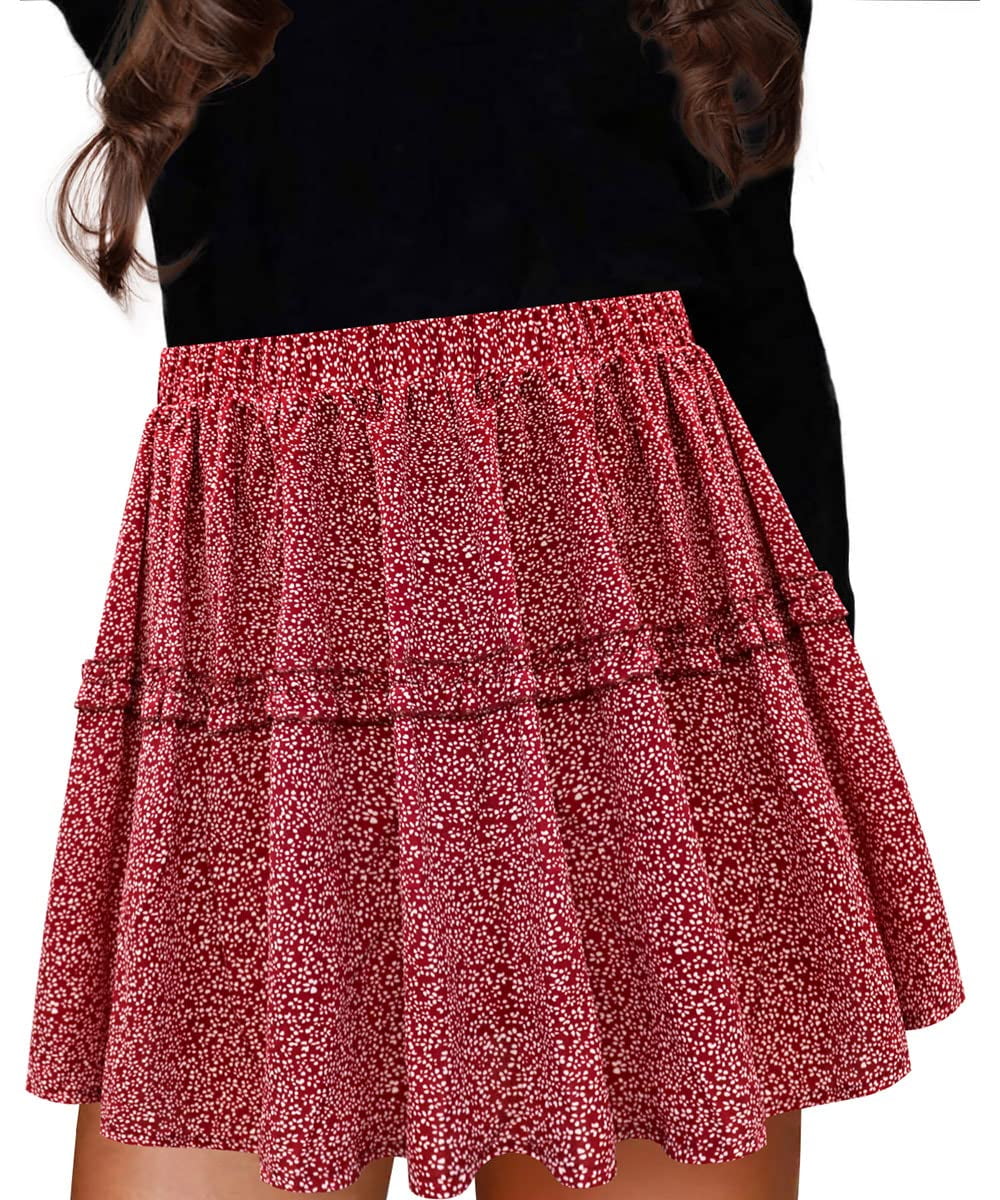 TIYOMI Women's Plus Size 3X Skirts Winter Red Polka Dot Skater Mini ...