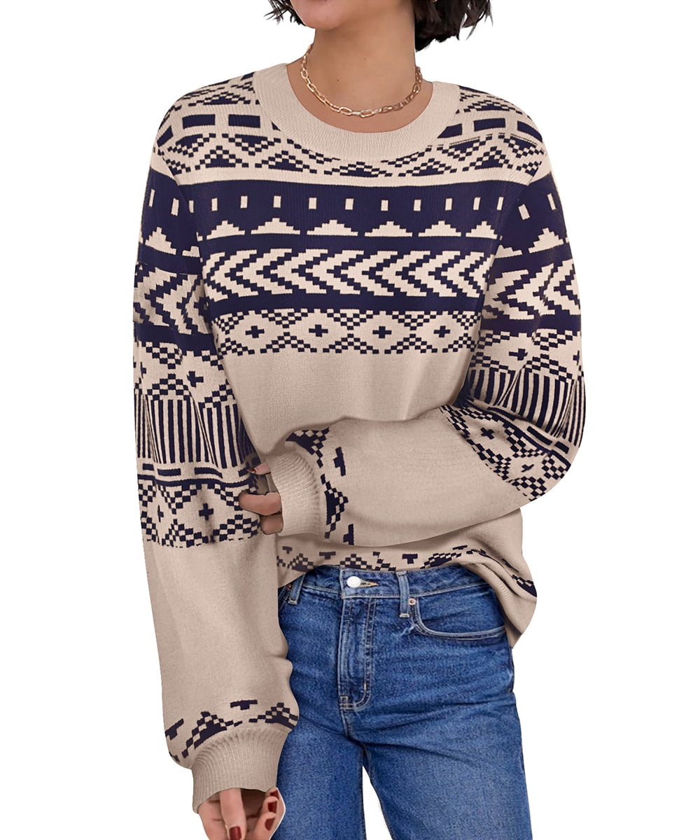 TIYOMI Women's Plus Size Crewneck Sweaters 4x Khaki Knitted Sweaters ...