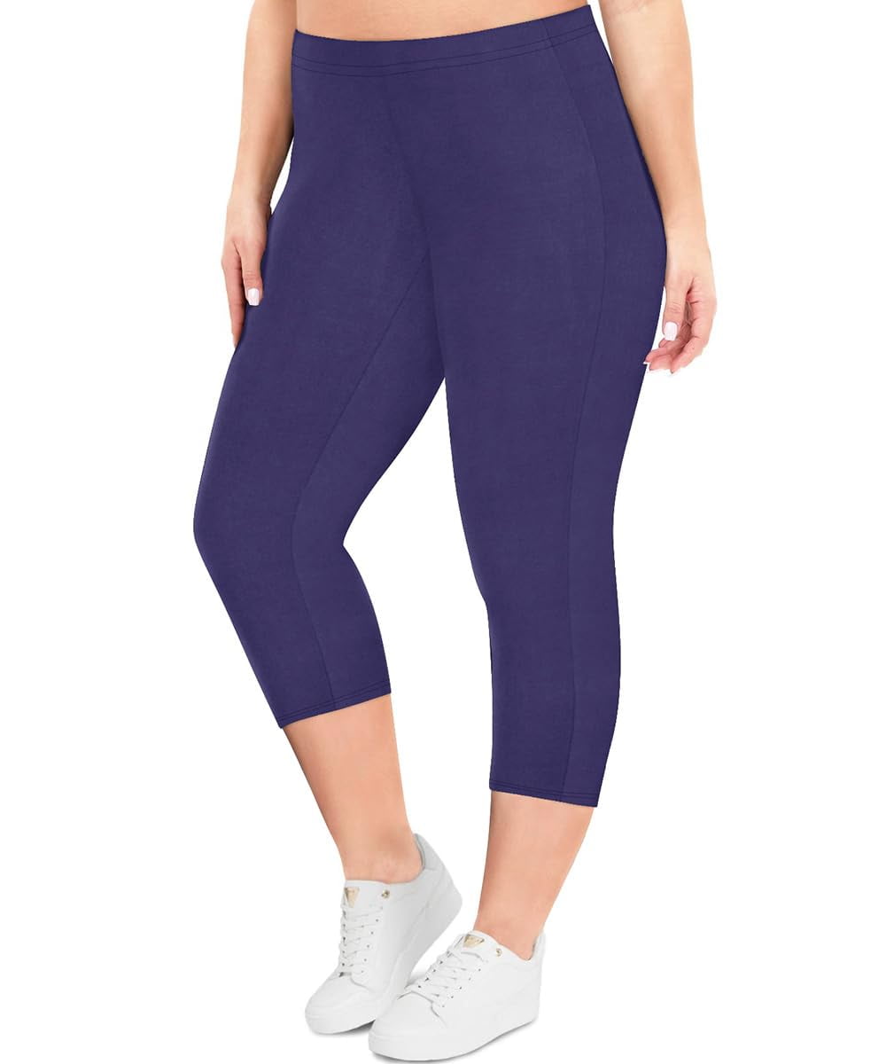 TIYOMI Women's Plus Size Navy Blue Capris 3X Knee-Length Leggings ...