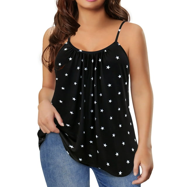TIYOMI Womens Plus Size Tank Tops 2X Star Crewneck Adjustable Strappy ...