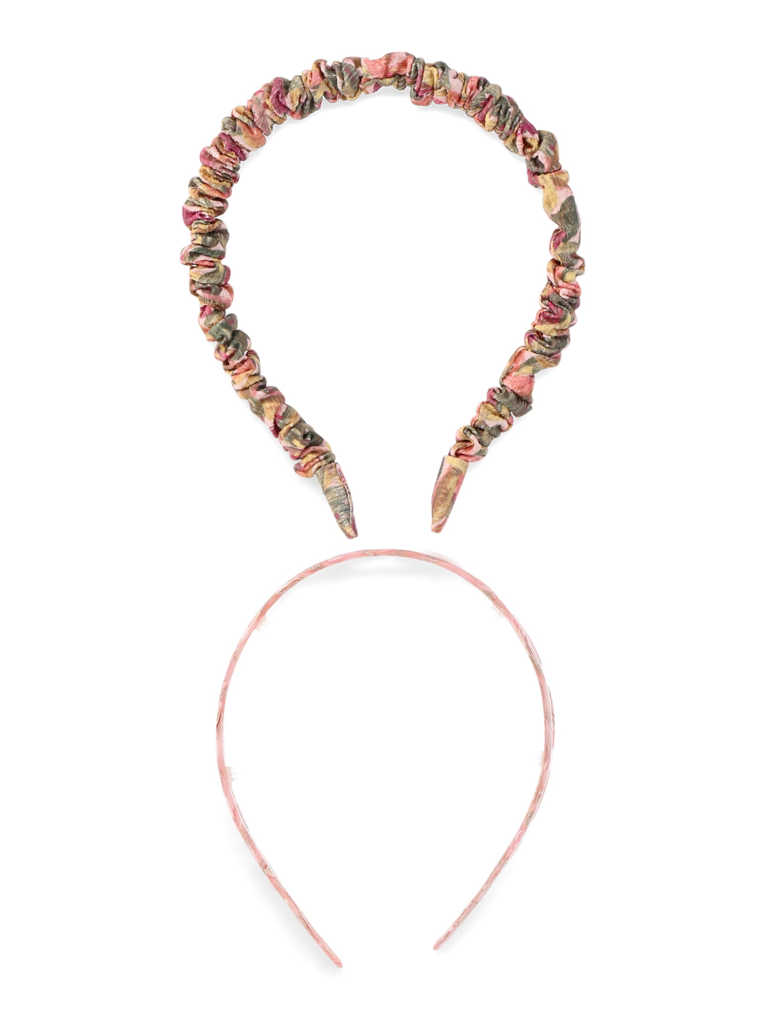 TIme and Tru Women's Acrylic and Ruched Headband Set, 2 Pack, Pink ...