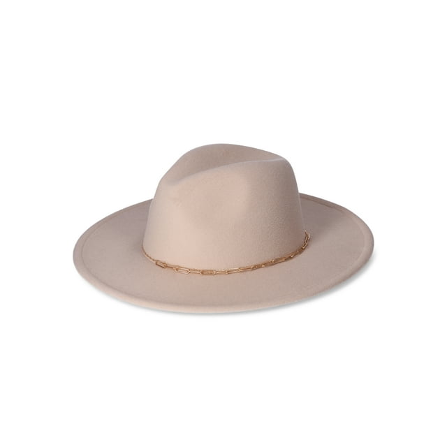 Time and Tru Women's Fedora Hat, Solid Color, Gold Metal Chain Link ...