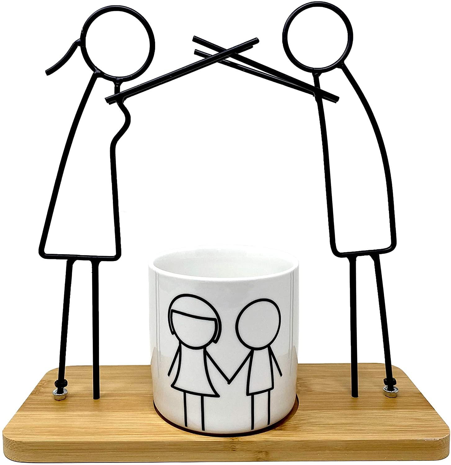 TJ Global Ceramic Family Succulent Planter Cactus Pot with Bamboo Tray ...