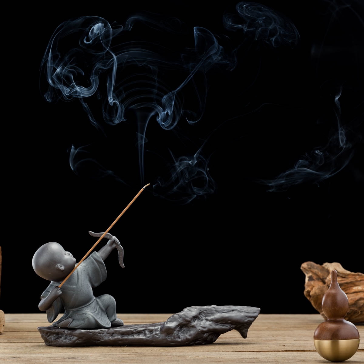TJ Global Ceramic Monk with Bow and Arrow Incense Burner for Incense ...