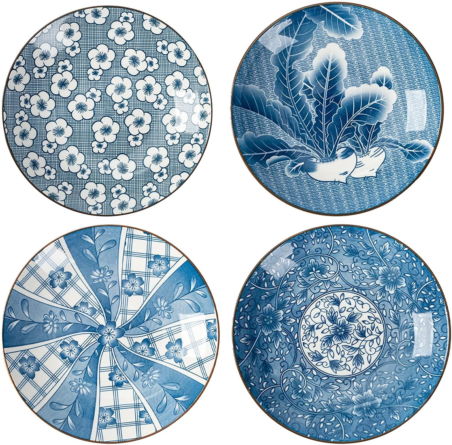 TJ Global Set of 4 Japanese Pottery Ceramic 6.8 Inch Plates for Any ...