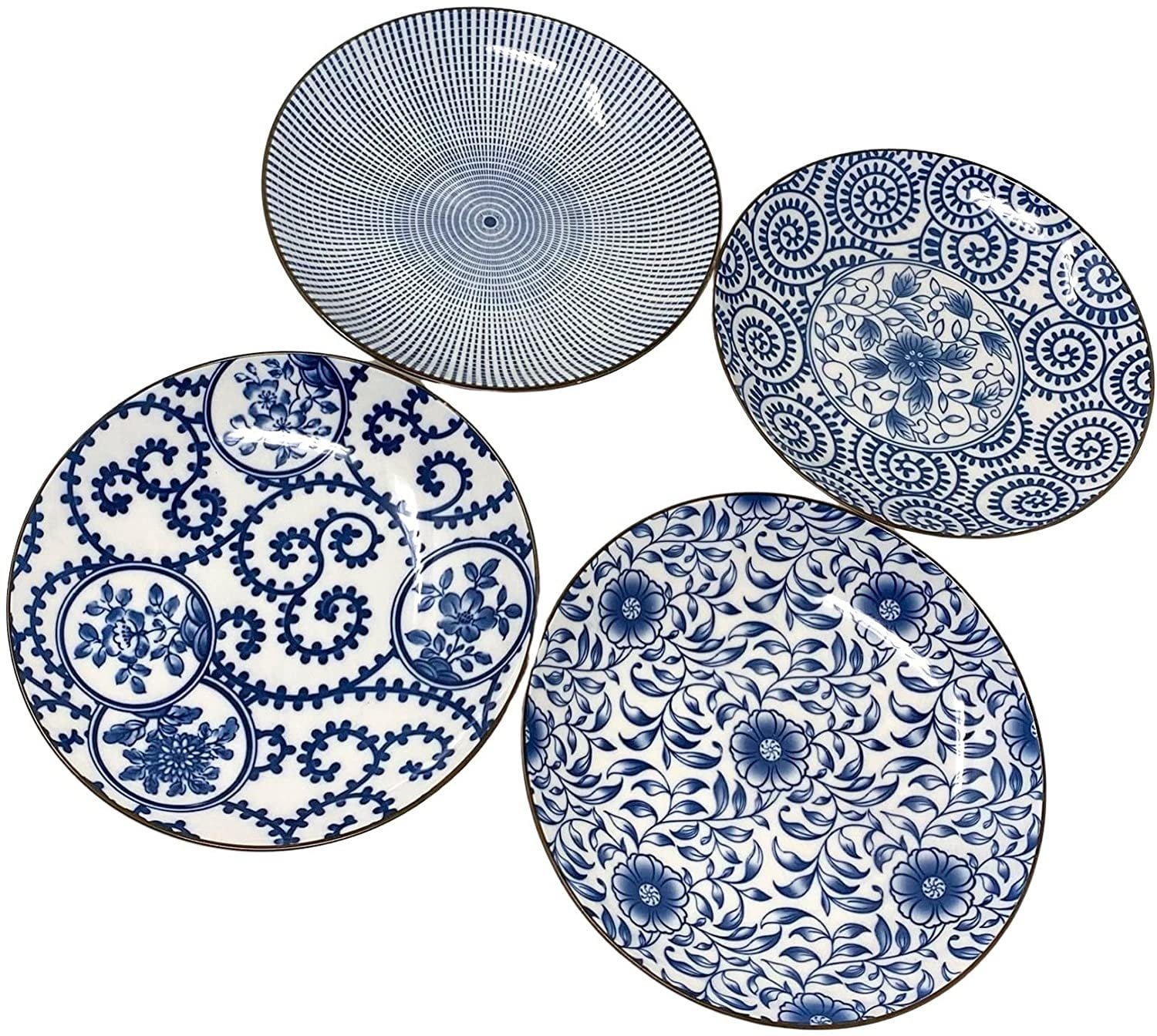 TJ Global Set of 4 Japanese Pottery Ceramic 6.8 Inch Plates for Any ...