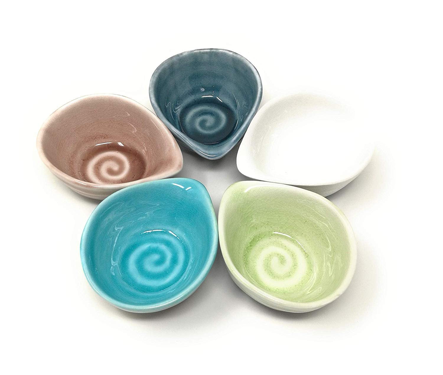 TJ Global Set of 5 Small Japanese Pottery Ceramic Tear Drop Shaped ...