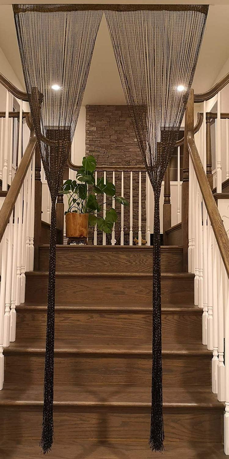 TJ Global String Curtain Room Divider Partition Door with Ribbon Thread ...